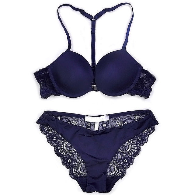 BS01 Women Push Up Bra Sets Deep V Lace Bra Panty Set Type Underwear L