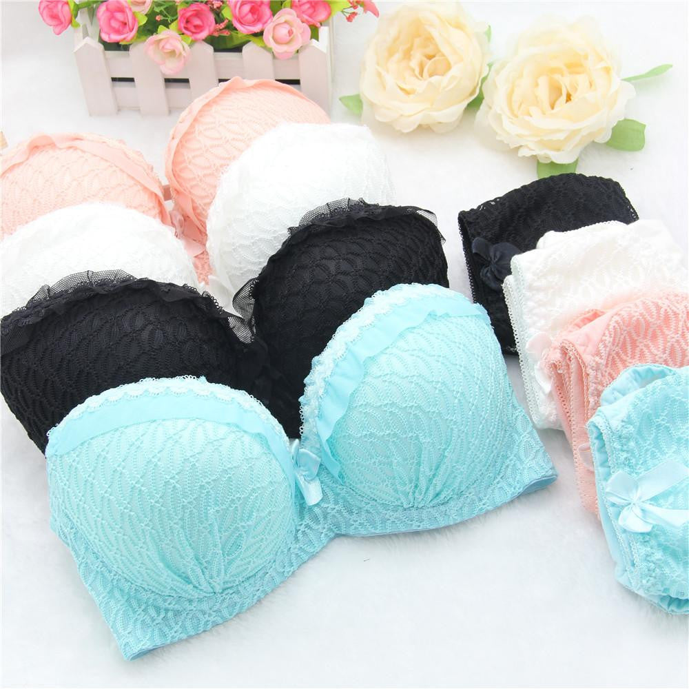 women push up bra sets sexy lace Jacquard mesh girl bra set underwear