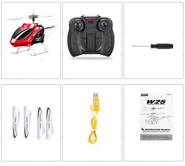 Syma Mini Indoor Aluminum RC Helicopter with Light Built in Gyroscope
