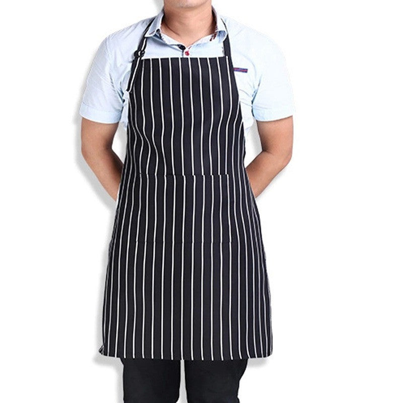 Adjustable Stripe Bib Apron with 2 Pockets Chef Waiter Kitchen Cook To
