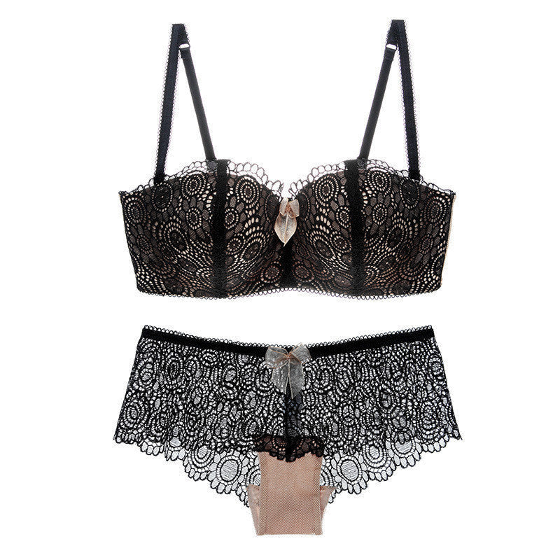 Luxury 1/2 Cup Brand Plus Size Intimates Push Up Bra Set Underwear Flo