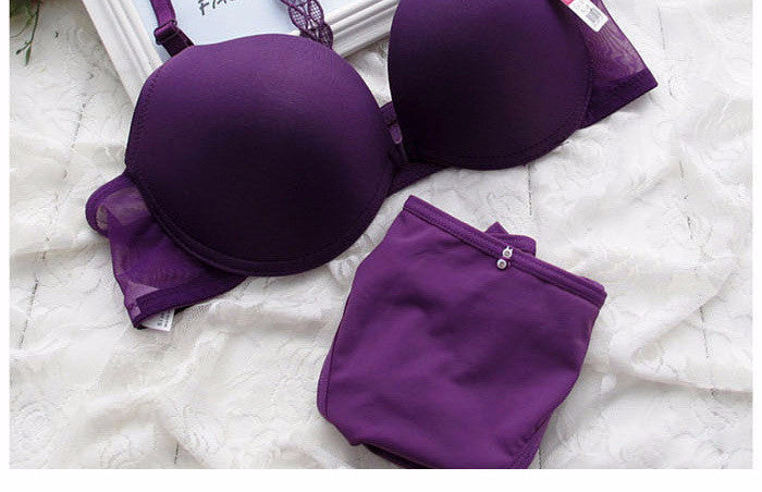 embroidered front closure bra set back AND straps push up deep V Under