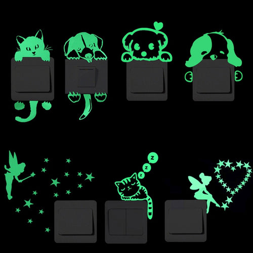 Cartoon Luminous Switch Sticker Glow in the Dark Wall Stickers Home De